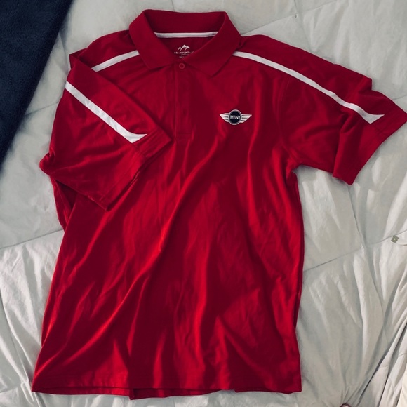 Mini Cooper | Shirts | Mini Car Brand Logo Red Performance Collar Shirt ...